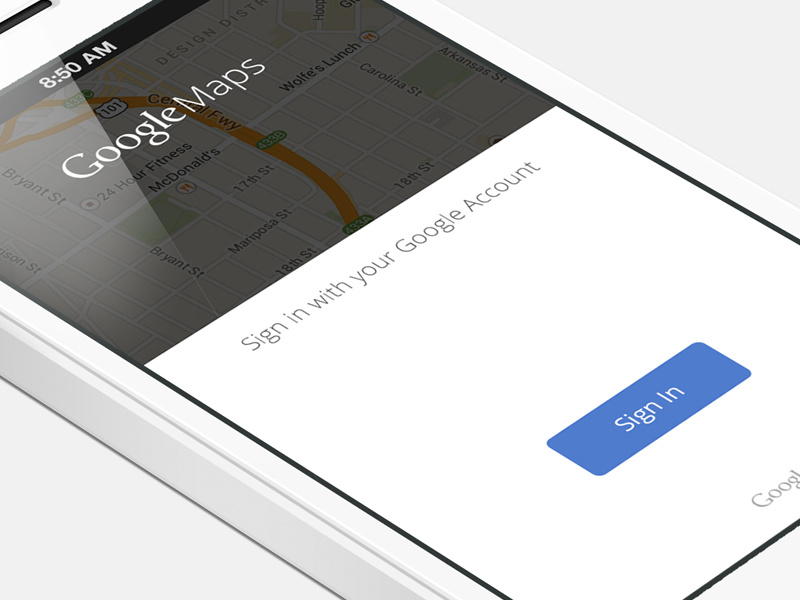 iOS Google Maps Sign In by Luca Burgio on Dribbble