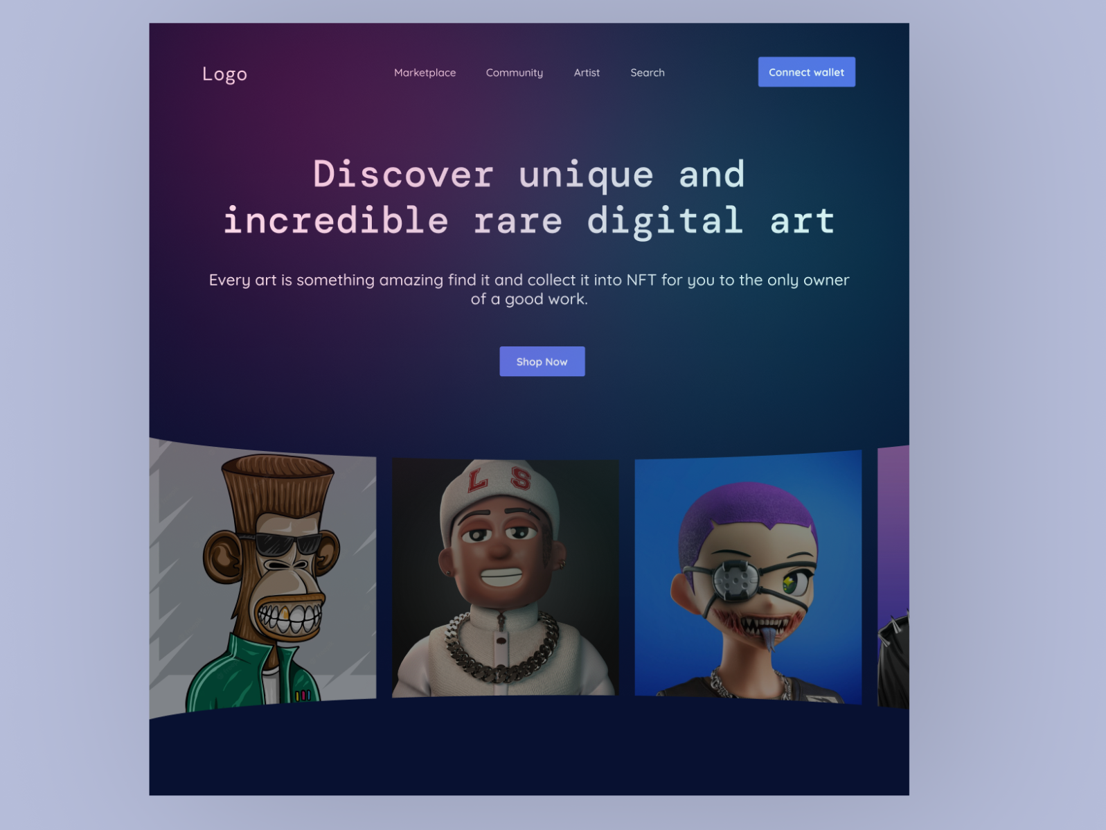 NFT Hero Section by Tolulope Oyebola on Dribbble
