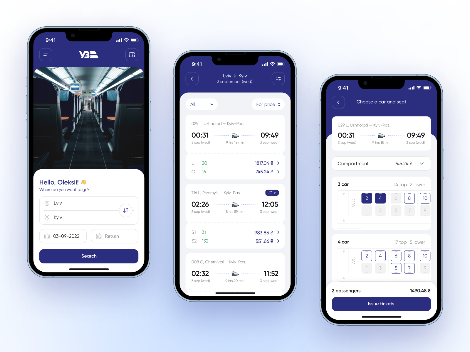 Train ticket booking by Oleksii Yarovyi on Dribbble