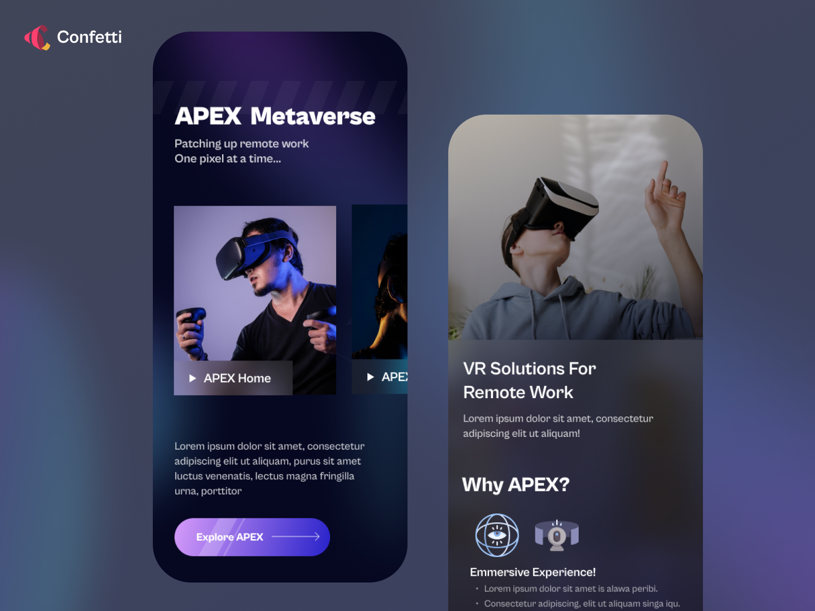 APEX Metaverse: UI Design Concept by Confetti Design Studio on Dribbble