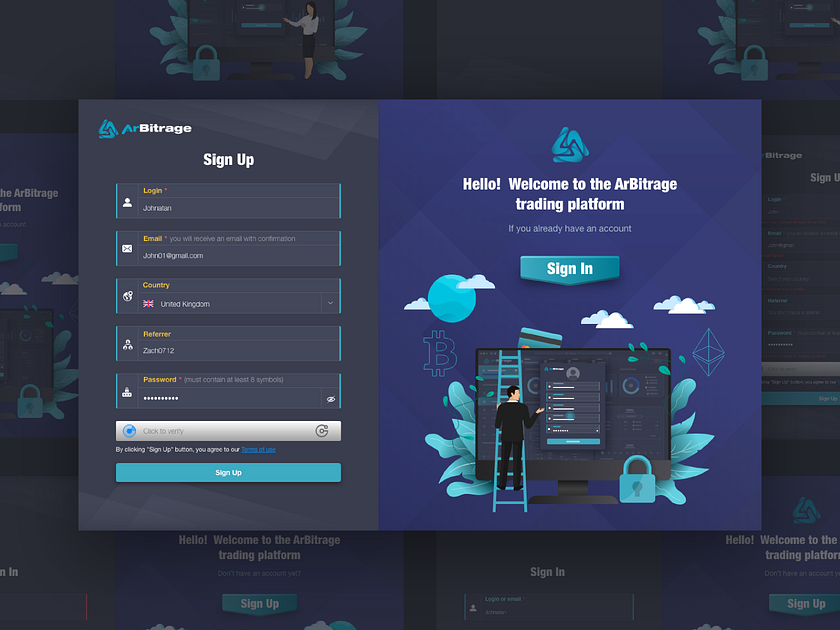 Sign In Sign Up Page Design for Crypto Trading Platform by Extej Design ...