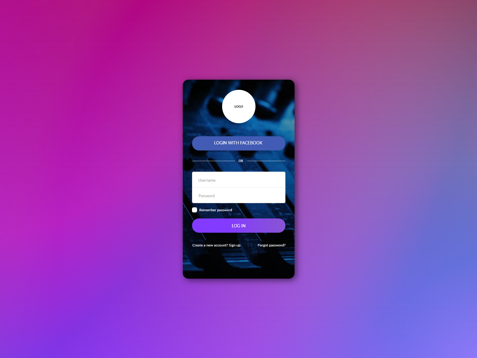 Simple App Login Screen - Vertical Layout by Arun Sengupta on Dribbble