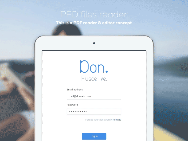 PDF reader app login screen by Ashraf Omran on Dribbble