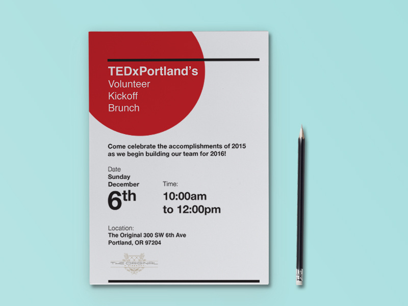 TEDx Portland Invitation by Pamela Partington on Dribbble