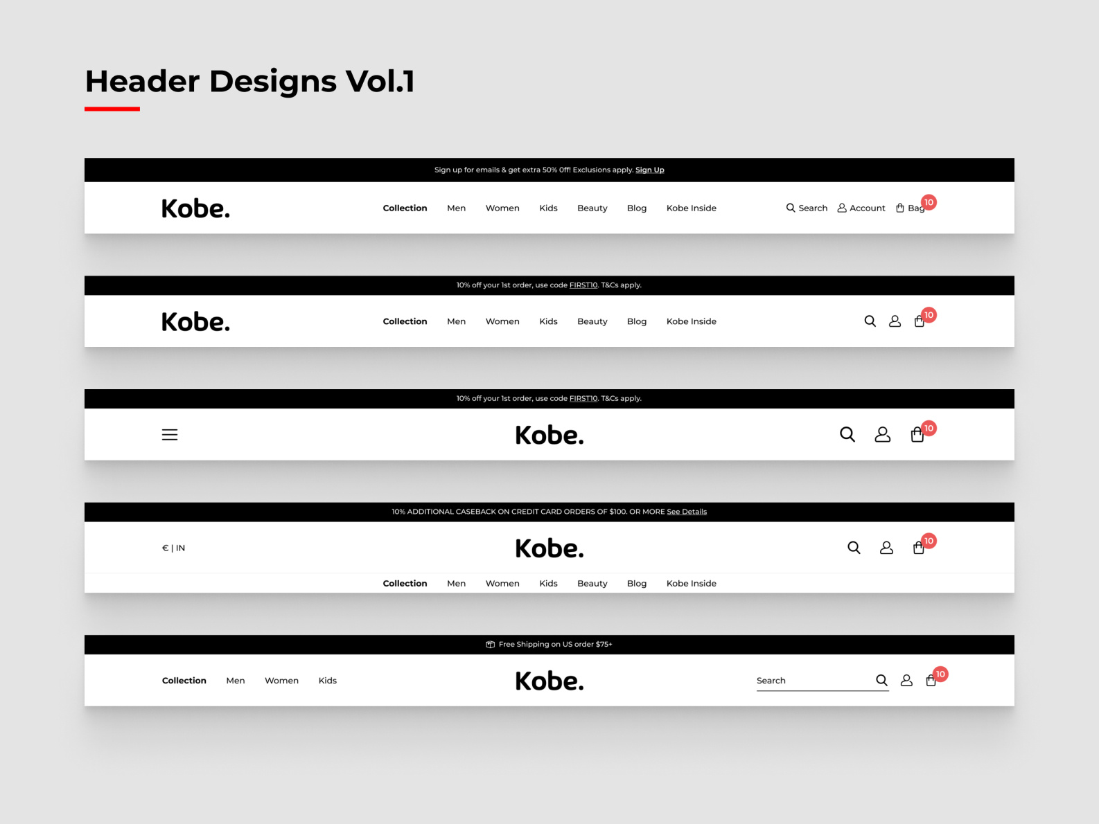 Header Designs Vol.1 by Ghrix on Dribbble