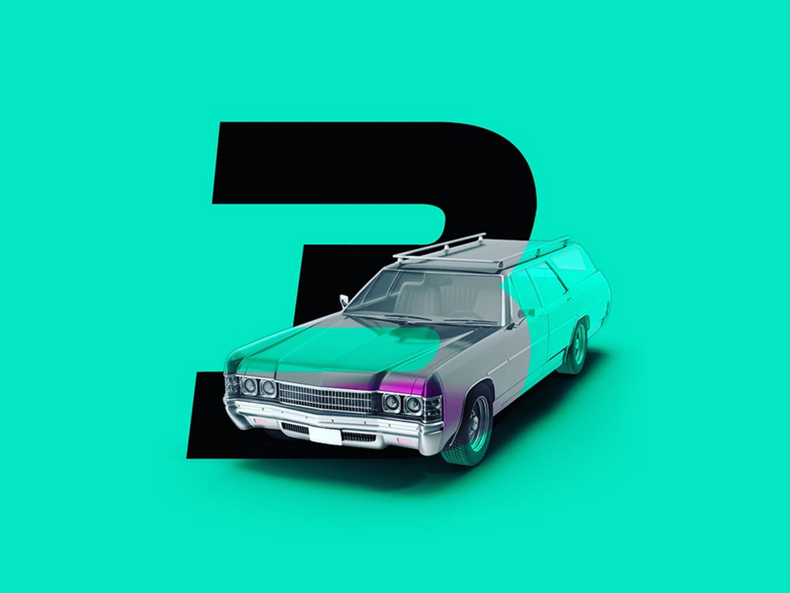 Photo Art / Number 3 and old car by GraphicMaster on Dribbble