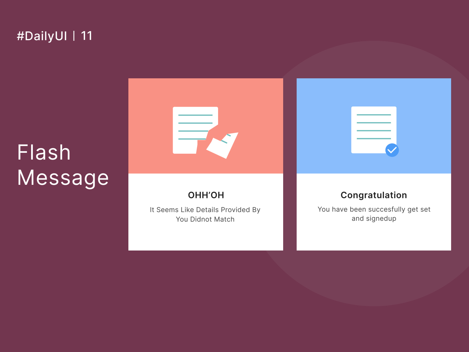 Flash Message #DailyUI by Abhishek Acharya on Dribbble