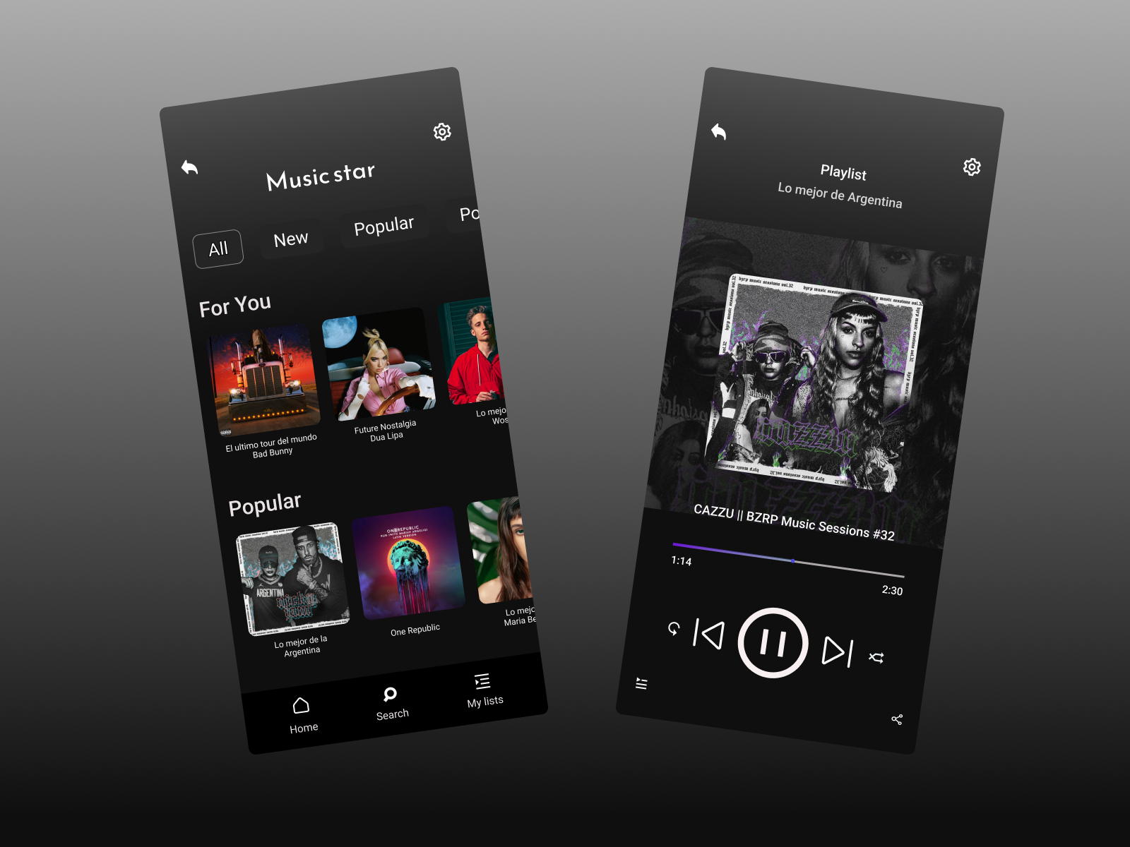 Daily Ul #9- Music Player by Andrés Croba on Dribbble