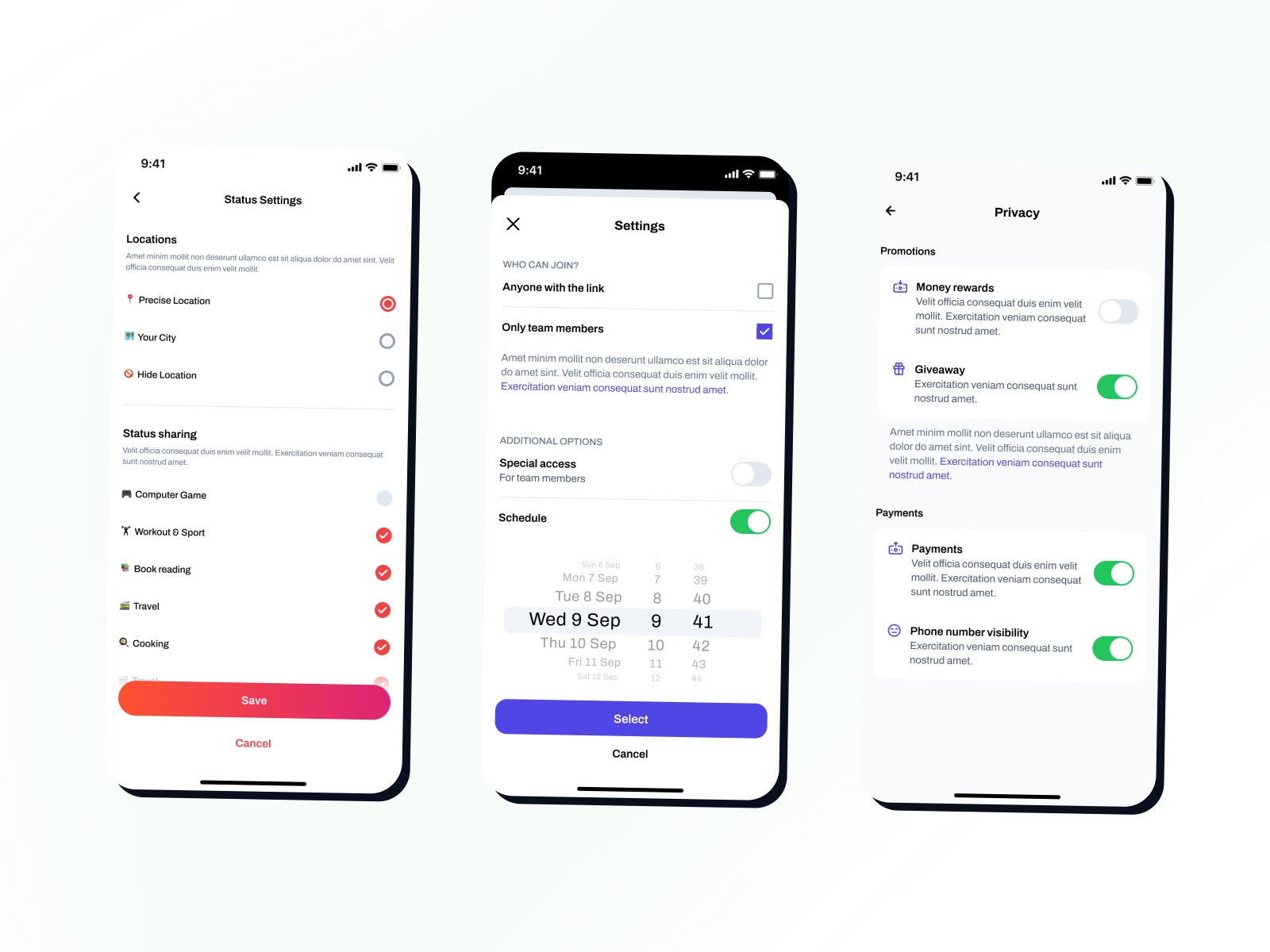 Figma iOS UI kit - ⚙️ Settings templates by F e l i ︎ for Setproduct on ...