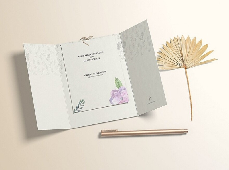 Free Gate Fold Envelope with Card Mockup PSD Template by bada Tahri on ...
