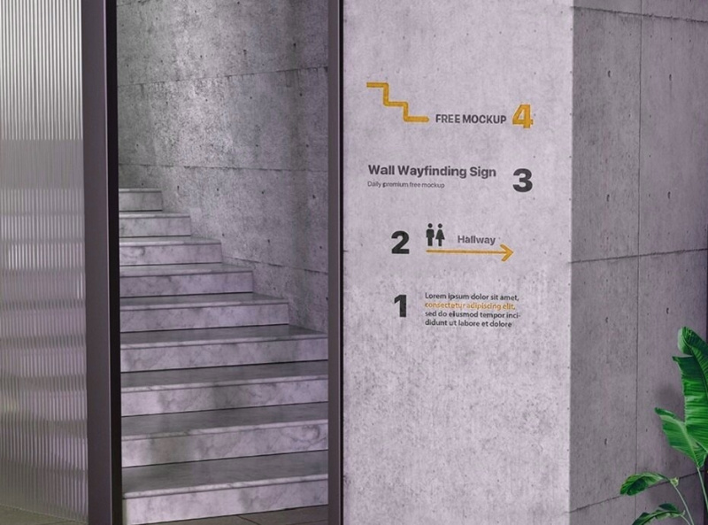 Free Wall Wayfinding Sign Mockup PSD Template by bada Tahri on Dribbble