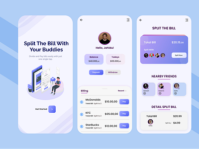 Bill App UI by Jahidul Islam on Dribbble
