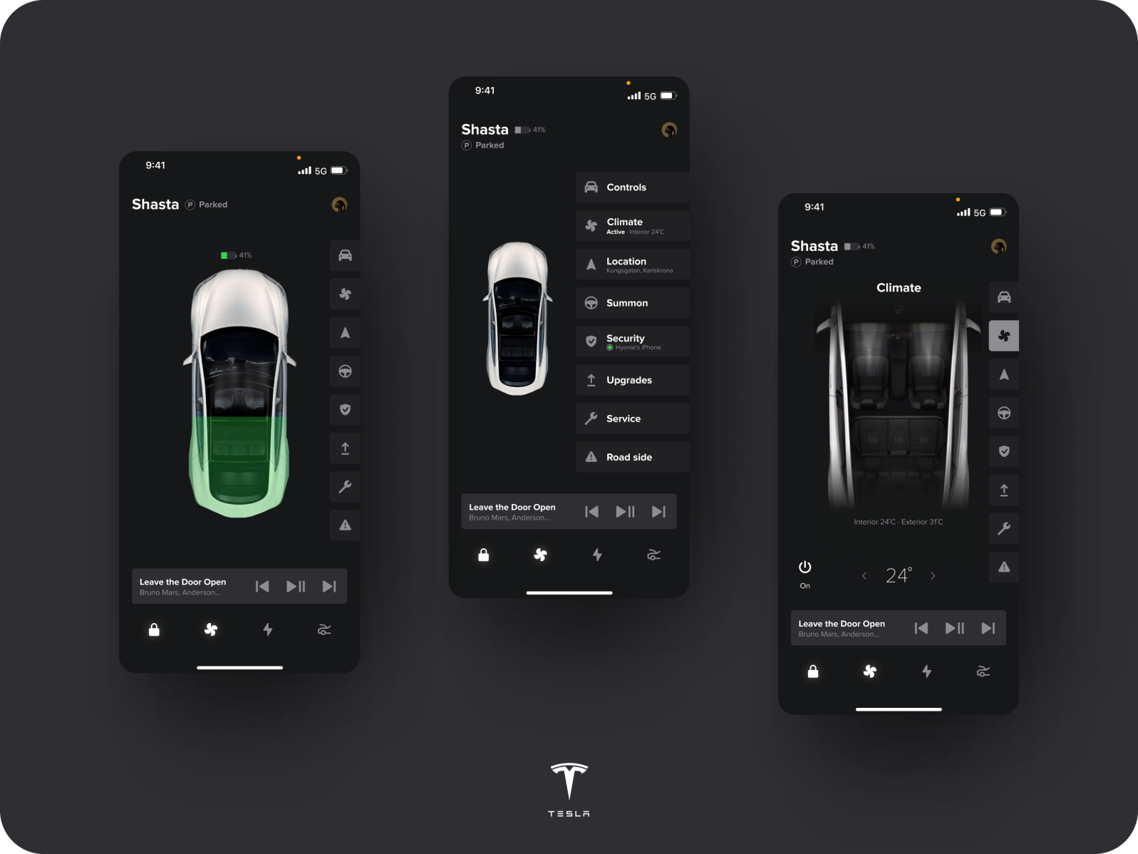 Tesla app design by Hyonie (Jeong Hyun Kim) on Dribbble