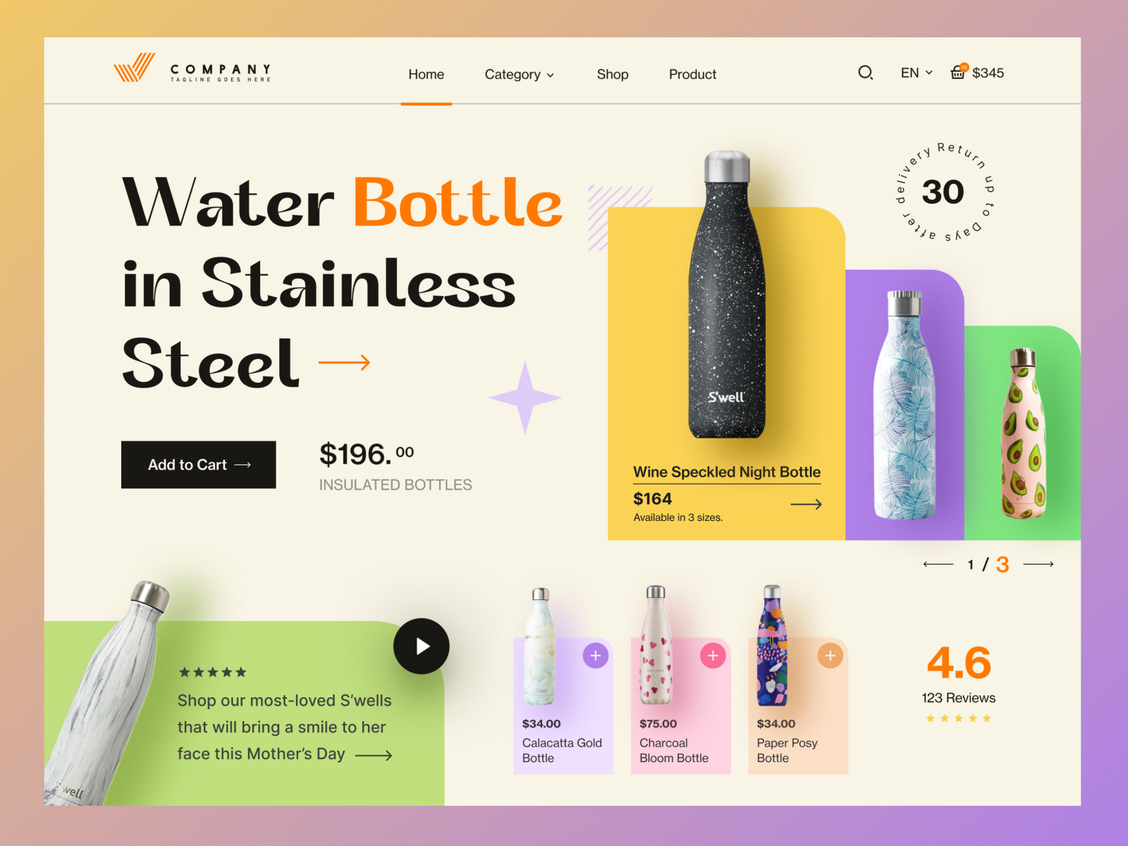Water Bottle Header Landing Page by Limon Hossain for Dosage Studio on ...