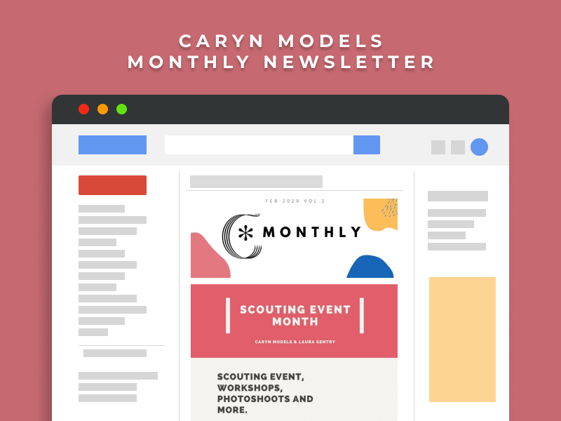 Caryn Models Monthly Newsletter by Mel Carretero on Dribbble