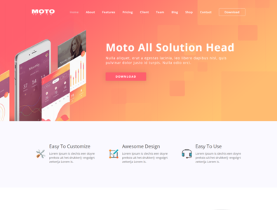 Moto App Landing Page WordPress Theme by HasThemes on Dribbble