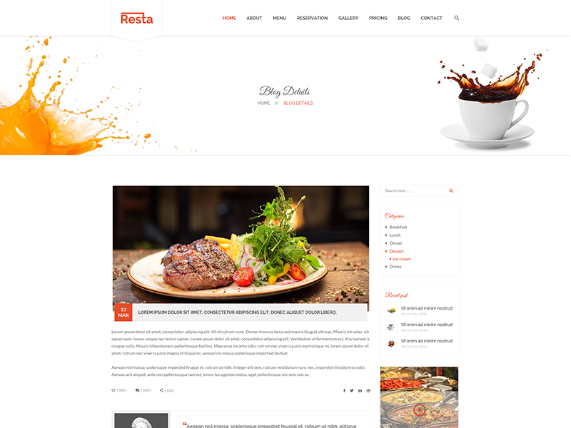 Resta - Restaurant HTML Template by HasThemes on Dribbble