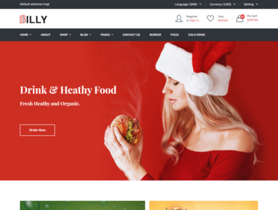 Billy Food Drink eCommerce Bootstrap4 Template by HasTech on Dribbble