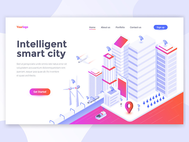 Intelligent smart city header by Darko Vujic on Dribbble