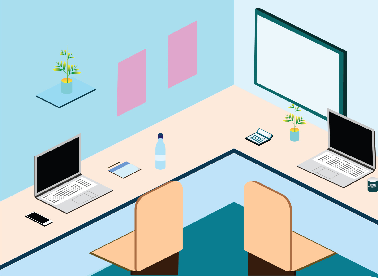 Office Room Drawing by hidhayath on Dribbble