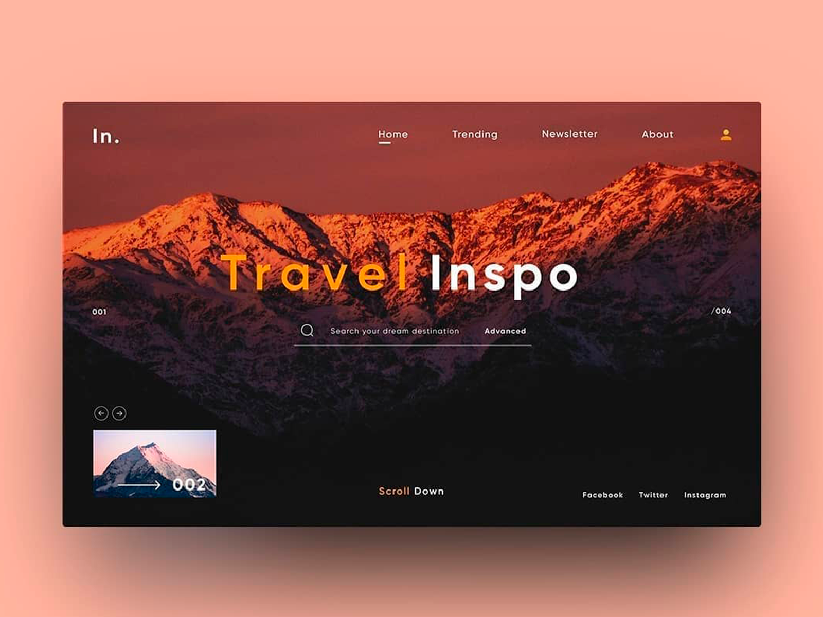 Travel inspo Landing by Vladimir Dudko on Dribbble