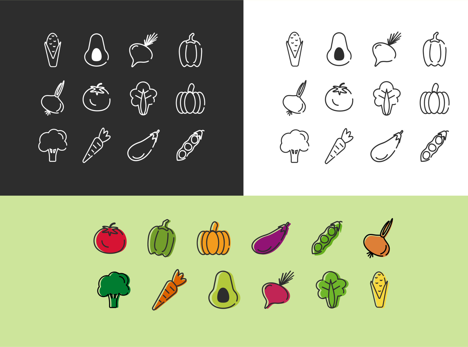 Healthy food line icons by Ekaterina Tarasova on Dribbble