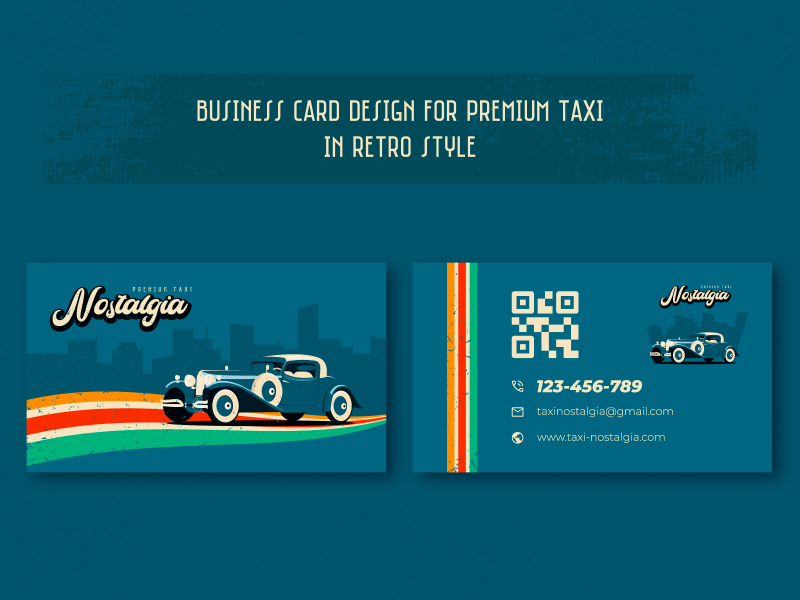 Business Card Design For Taxi Service In Retro Style By Julia Kunitsyna business-card-design-for-taxi-service-in-retro-style-by-julia-kunitsyna