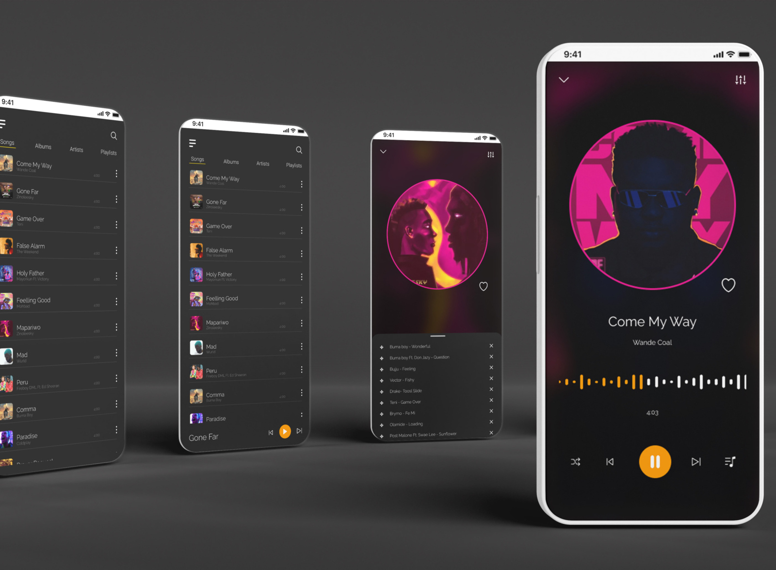Music player UI/UX design #design by Odelade Oluwafemi on Dribbble