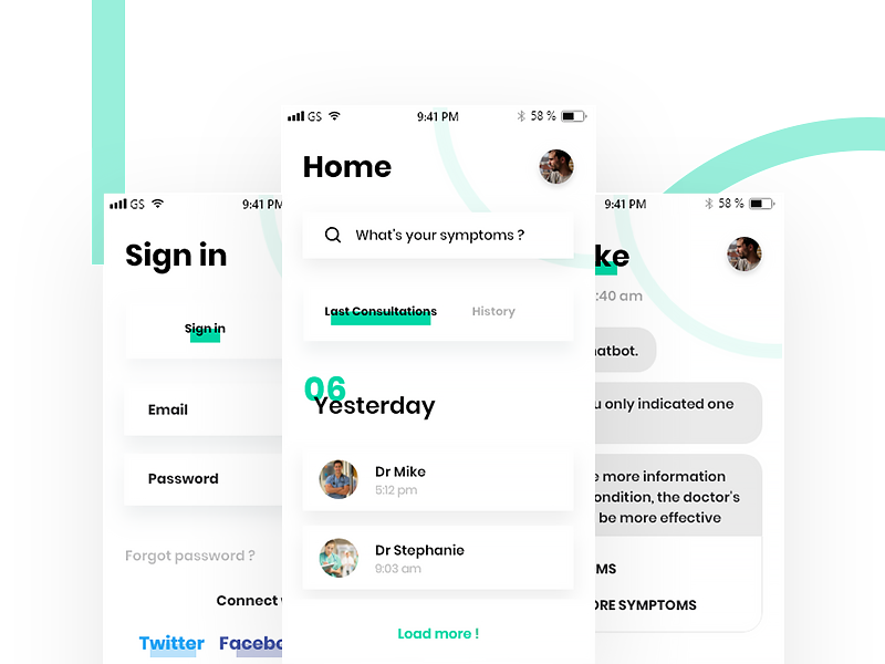 Medical App Concept (Skiner) by Josselin Bodan on Dribbble
