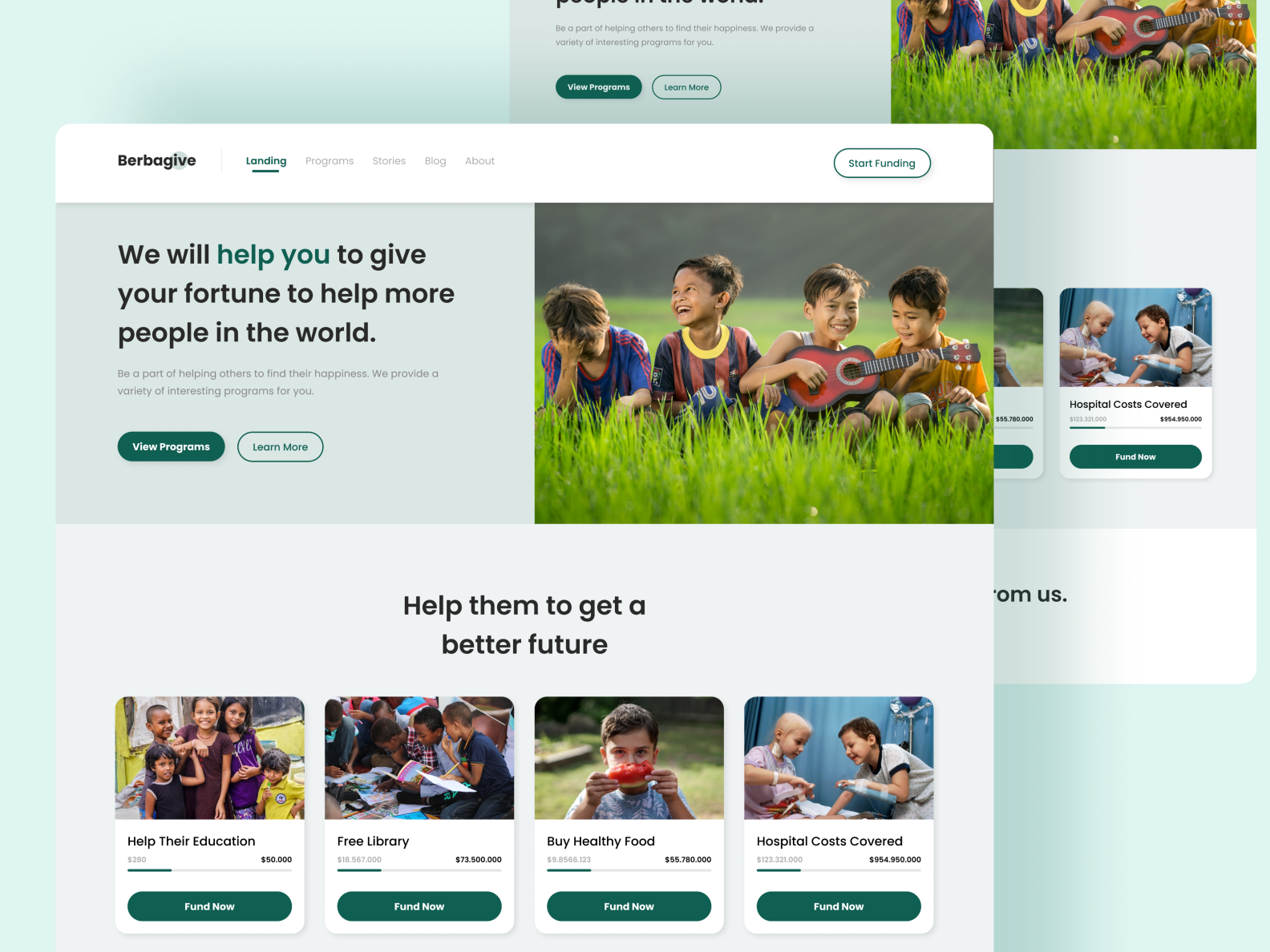 Charity Landing Page UI Desktop Website by Yesy Mayang Sari on Dribbble