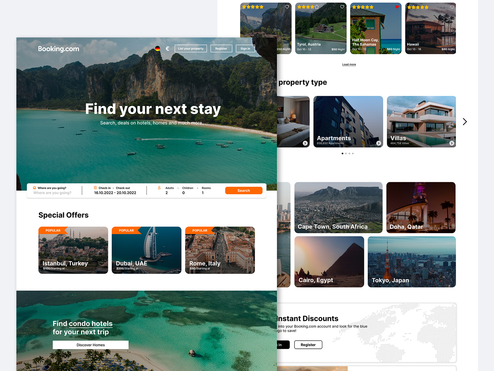 Booking.com Website Redesign Concept by Muhamed Balavac on Dribbble