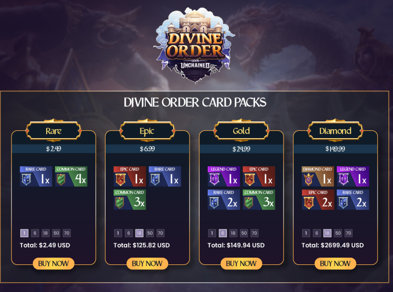 UI Design for DIVINE ORDER card packs by Muhammad Ahmed on Dribbble