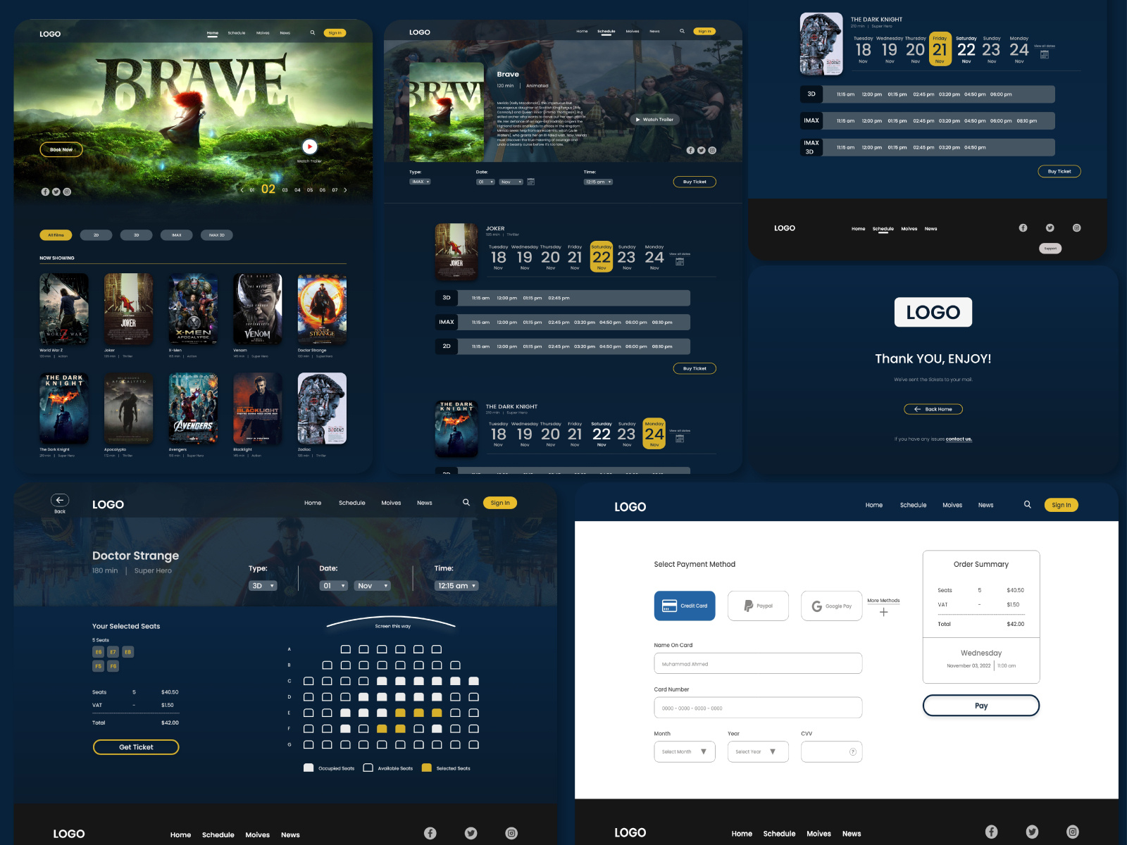 Cinema Ticket Booking Flow For Website by Muhammad Ahmed on Dribbble