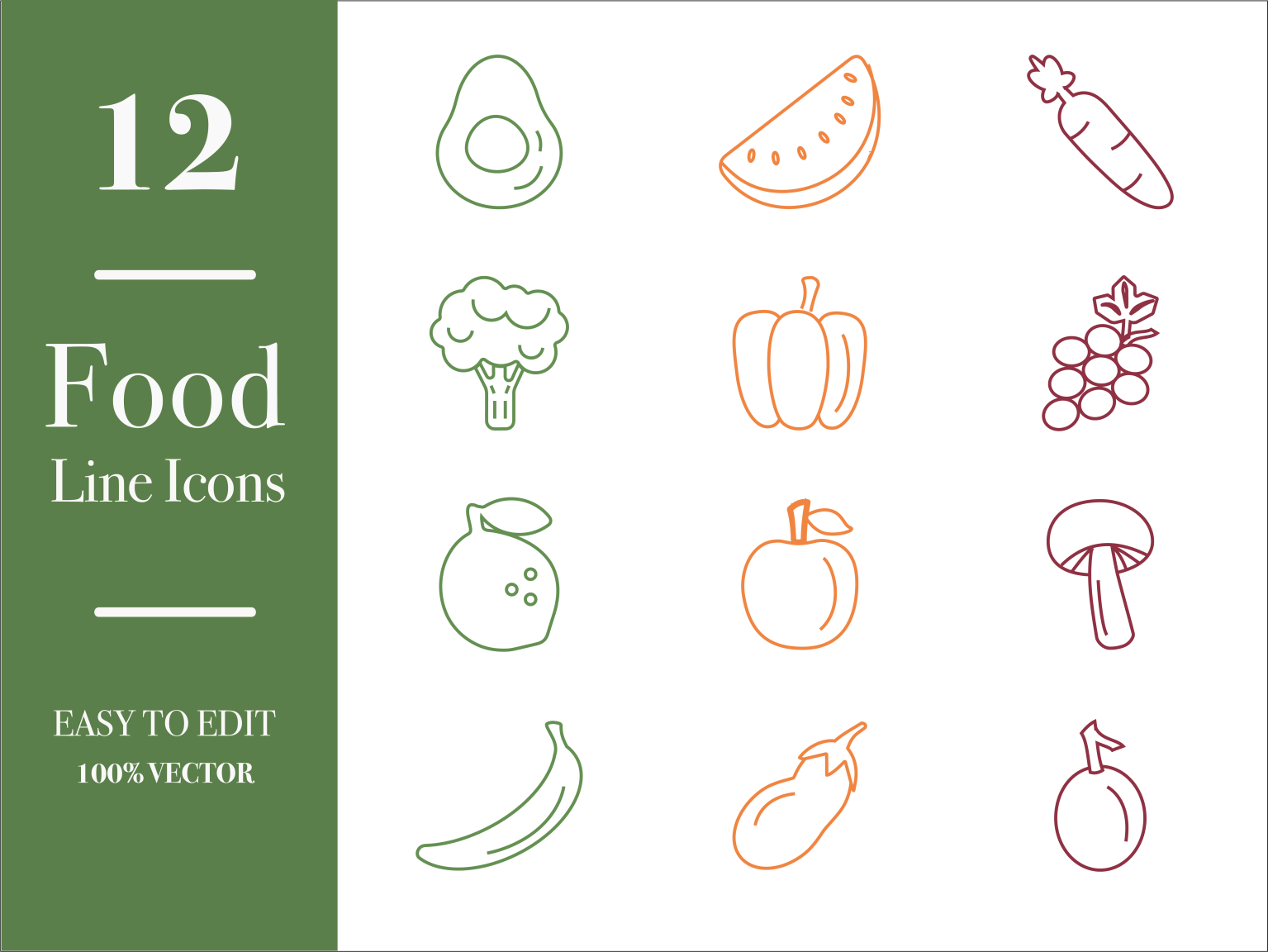 12 Food Line Icons by Ksenia Makarova on Dribbble