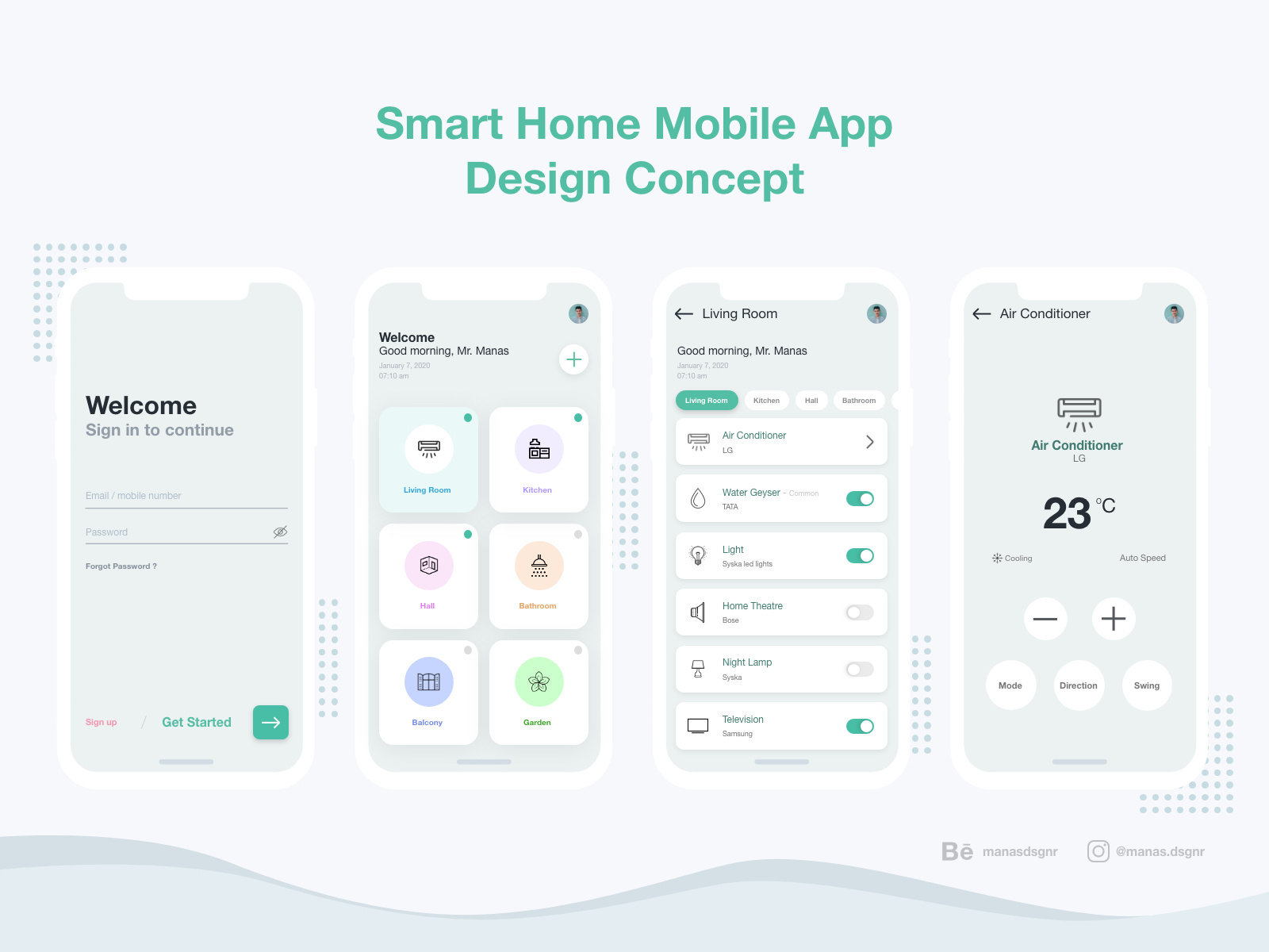 Smart Home Mobile App Design Concept by manas.dsgnr on Dribbble
