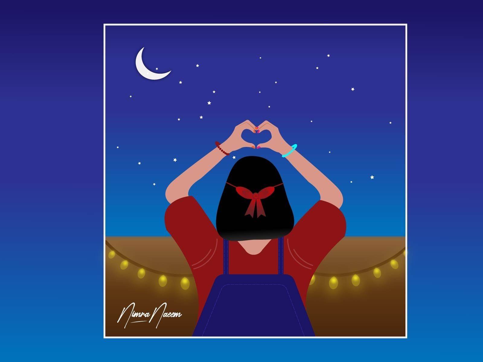 NIGHT SKY & A GIRL ILLUSTRATION by Nimra Naeem on Dribbble