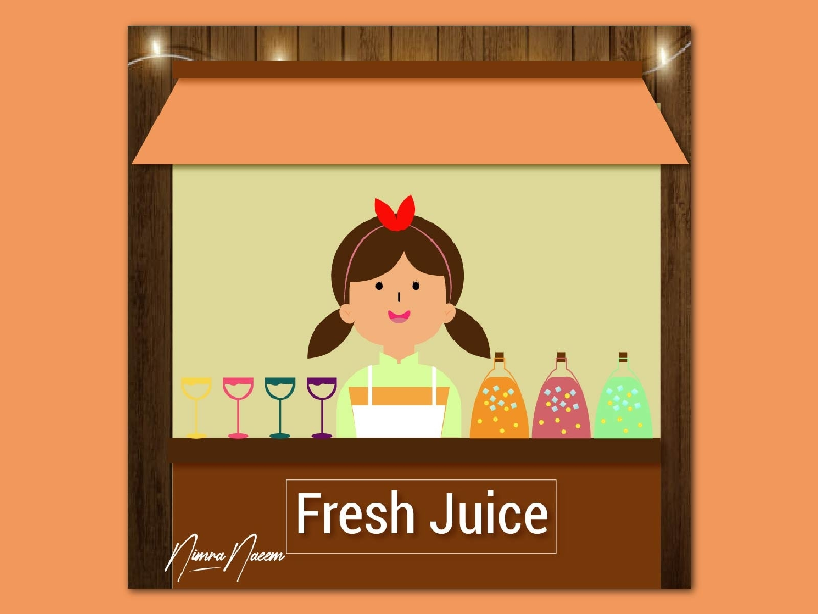 CARTOON ILLUSTRATION AND A JUICE CART by Nimra Naeem on Dribbble