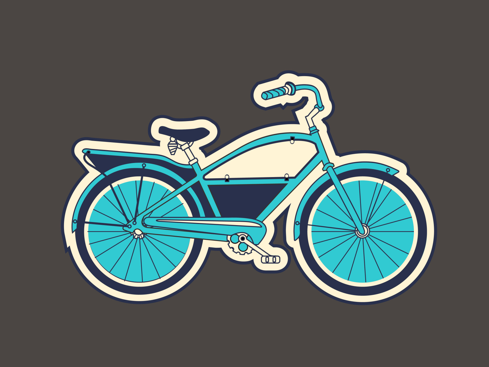 Cool Cruiser Bicycle illustration for sticker and apparel by Cactus ...