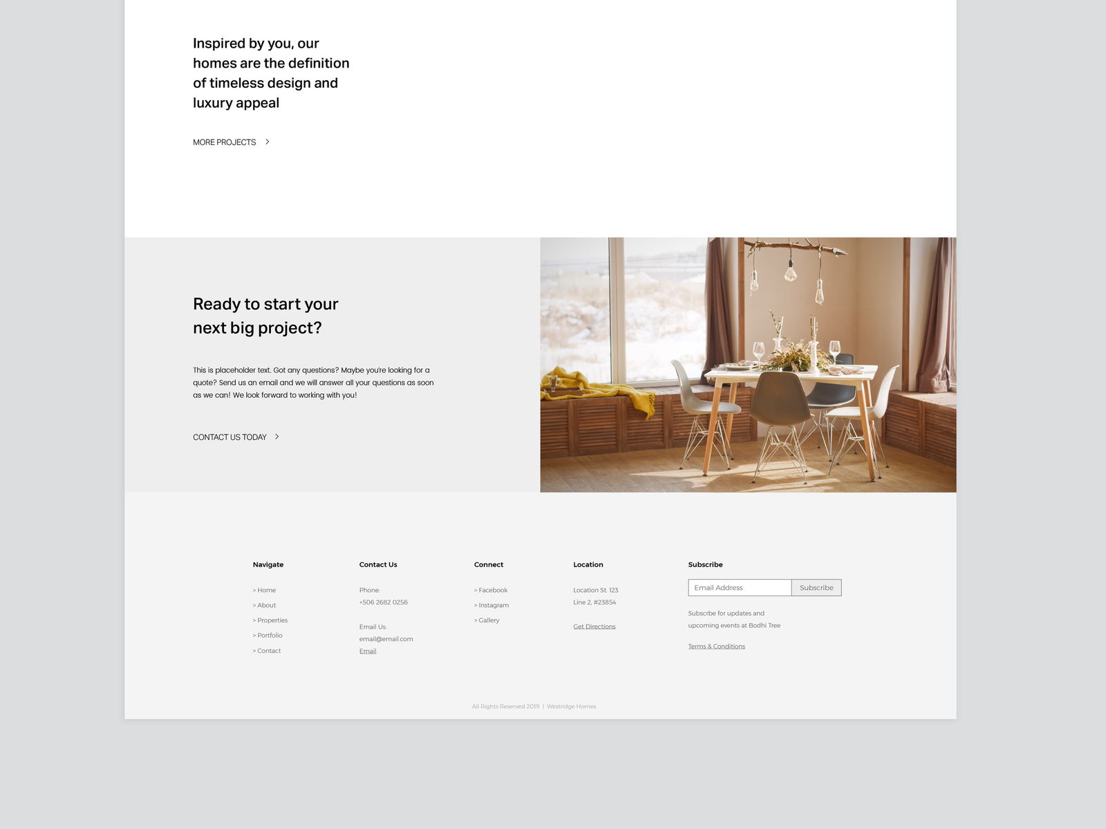 Westridge Homes Footer Design / Minimalistic Footer by Alec on Dribbble