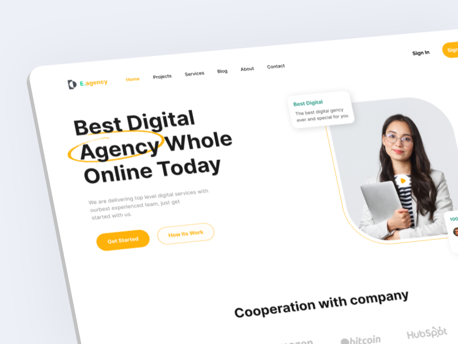 E.agency - Agency Hero Section by Arya Pradana for Elux Space on Dribbble