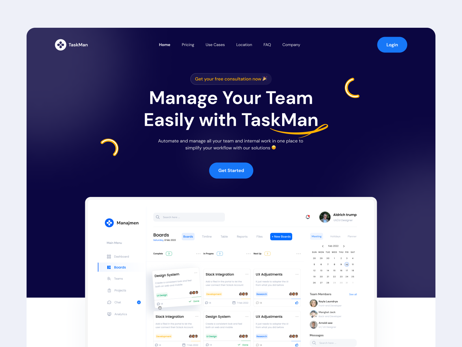 TaskMan - Task Management Hero Section by Arya Pradana for Elux Space ...