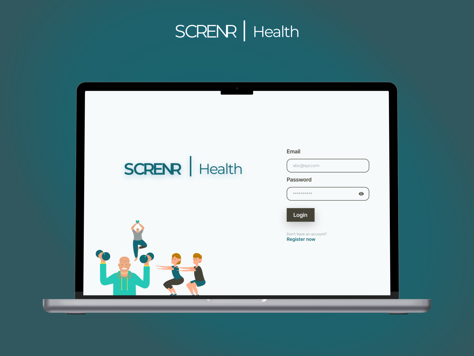 SCRENR Health login UI by Adeel Baig on Dribbble