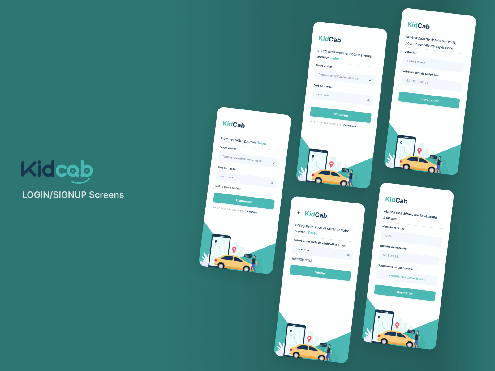 Kidcab Login/Signup UI design: by Adeel Baig on Dribbble