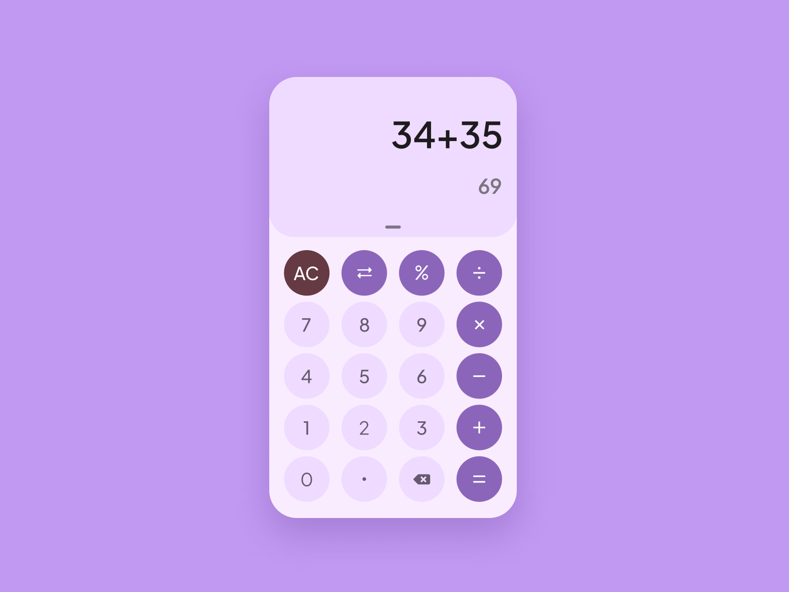 Simple Lilac Calculator UI by Ronaldi Chandra Karuna on Dribbble