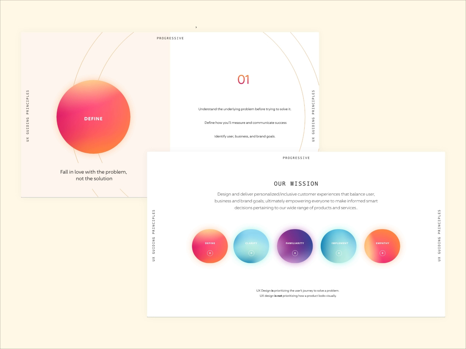 Concept for design guiding principles by Lauren Woods on Dribbble