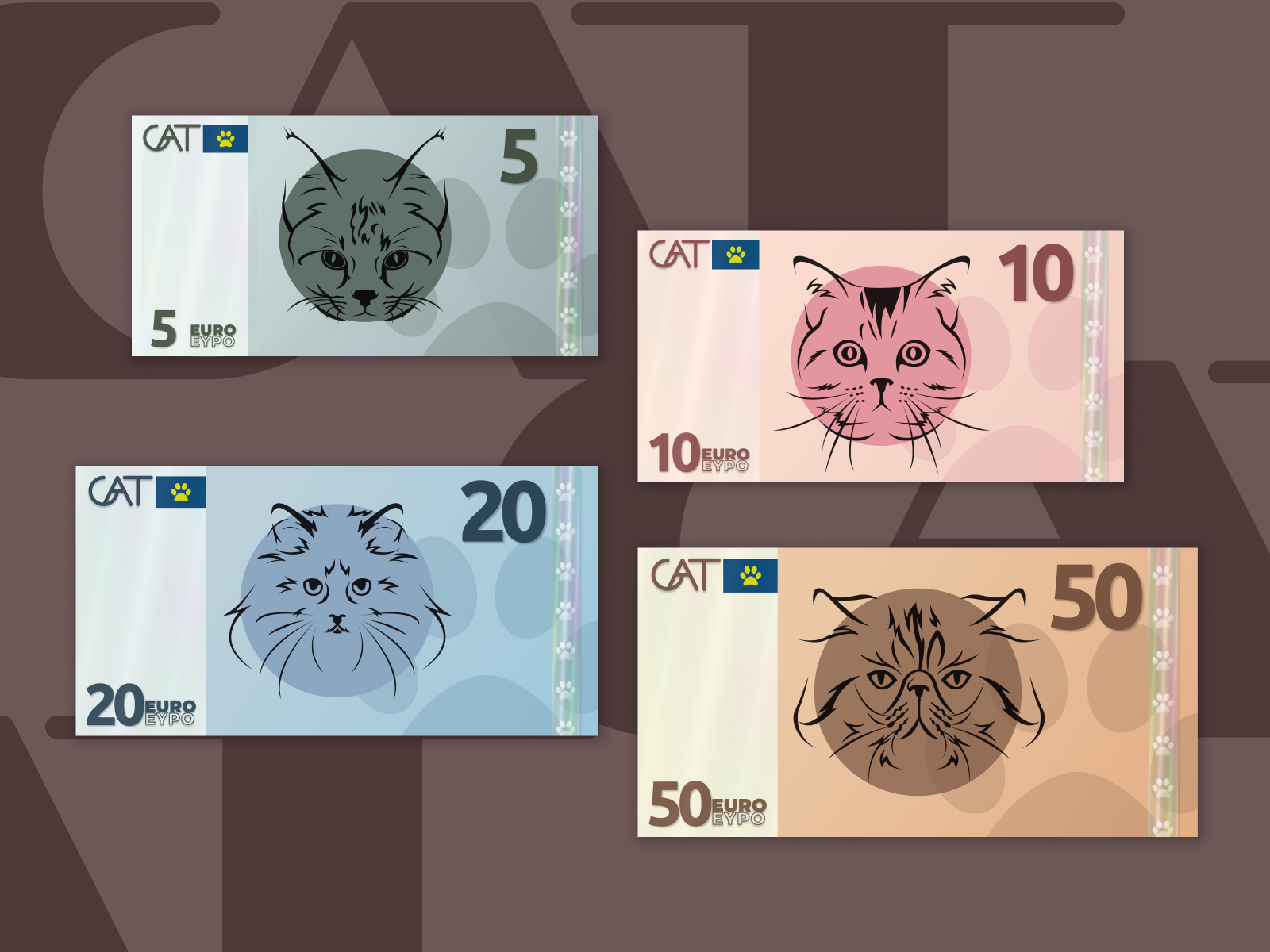 Cat Euro currency concept | #dribbbleweeklywarmup by Anna Kalugina | UX ...