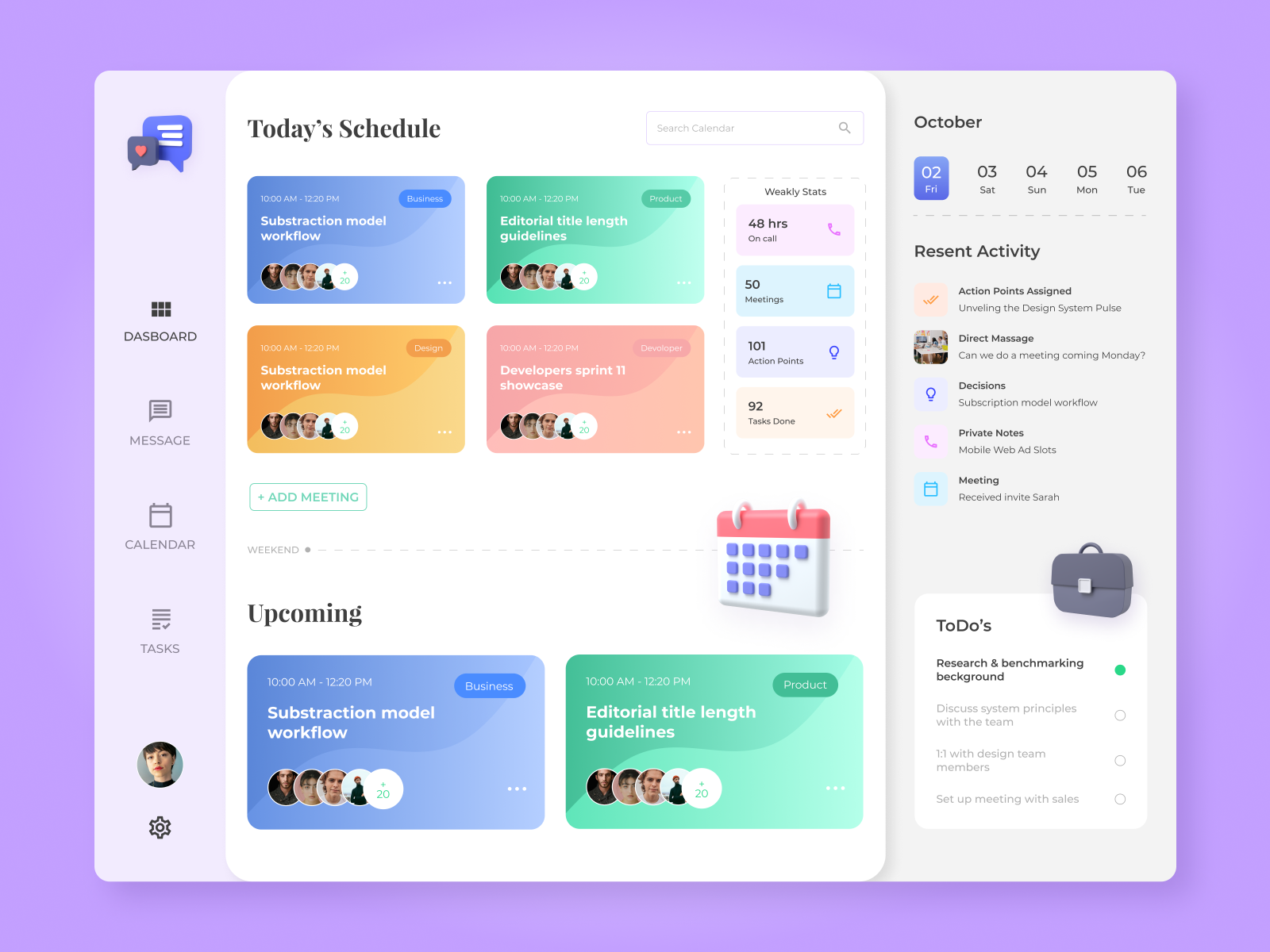 Scheduling web app by Obvious Studio on Dribbble