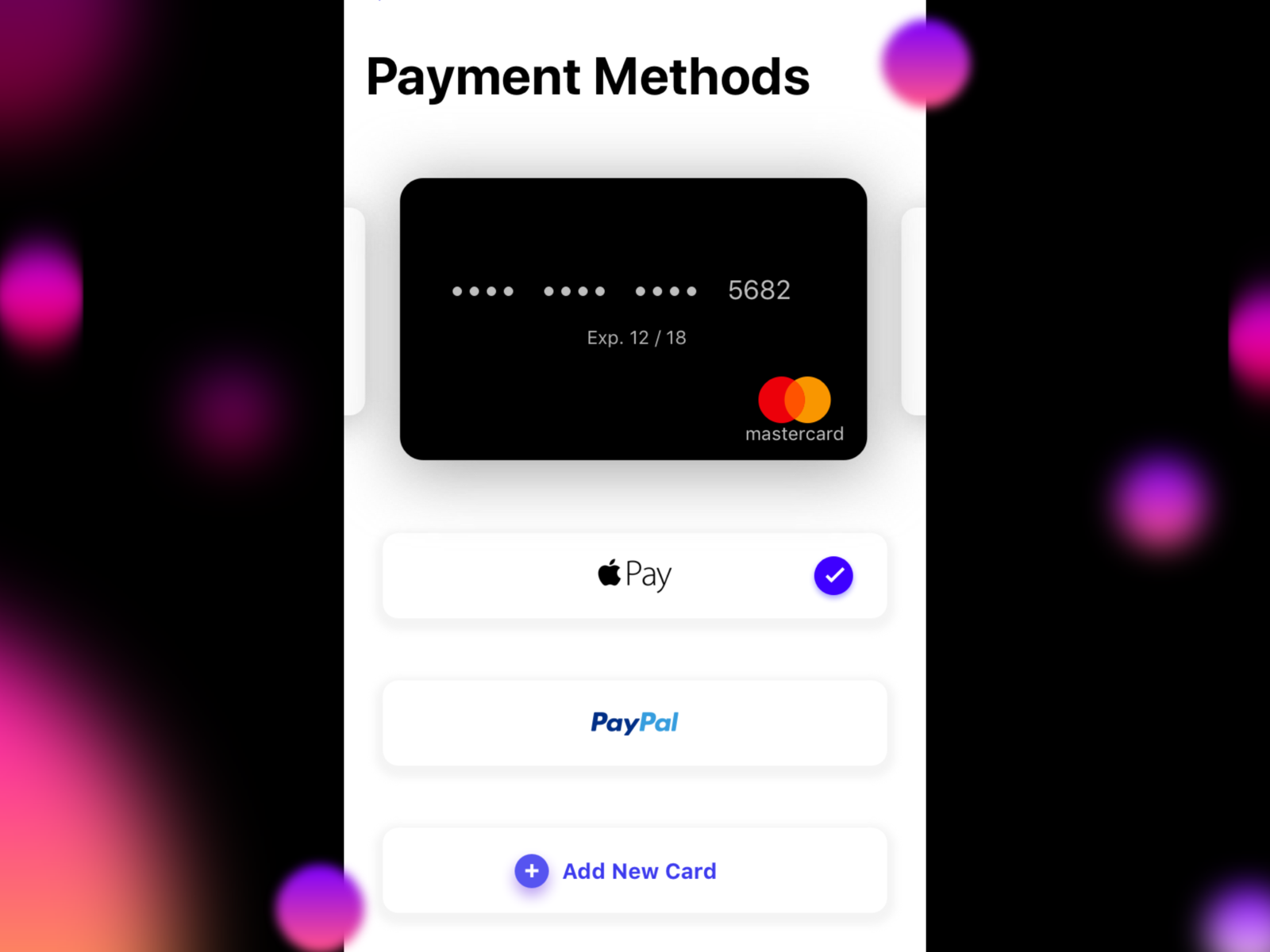 Payment Methods Page Mobile UI - iOS by Onur Hasbay on Dribbble