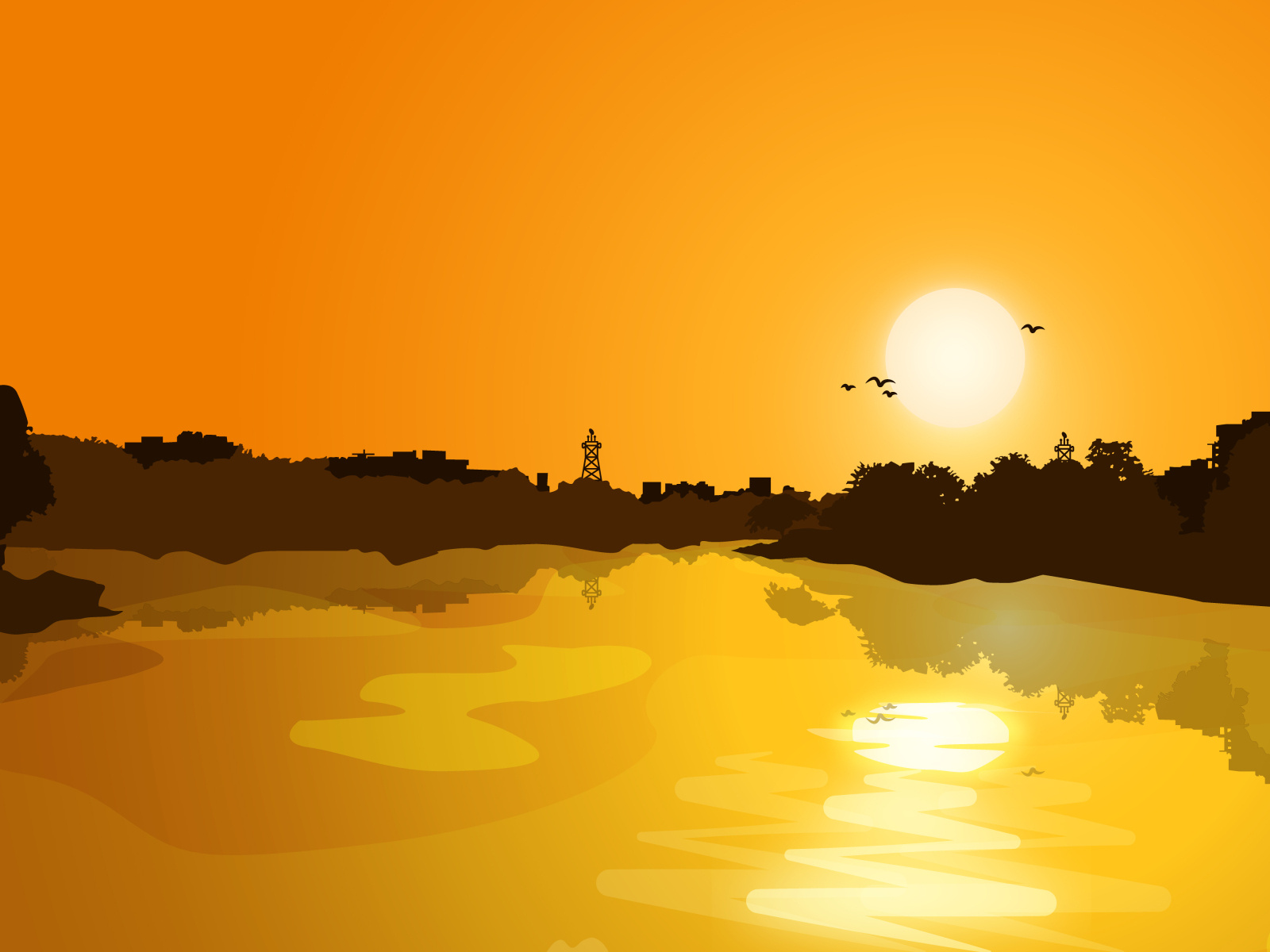 Sunset Vector Art by PicDhi on Dribbble