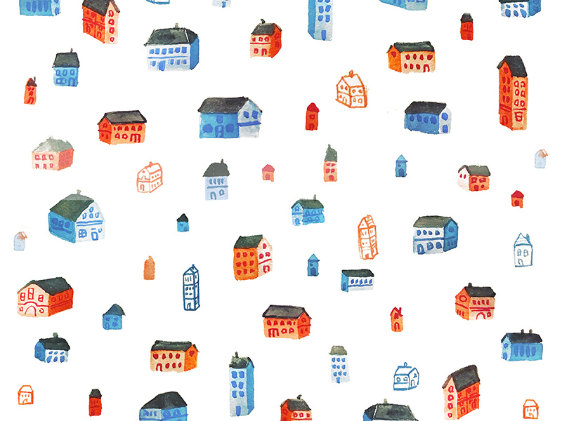 Houses watercolor pattern by Ana Baranjin on Dribbble